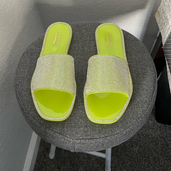 Glaze | Shoes | Sparkle Neon Green Sandals | Poshmark